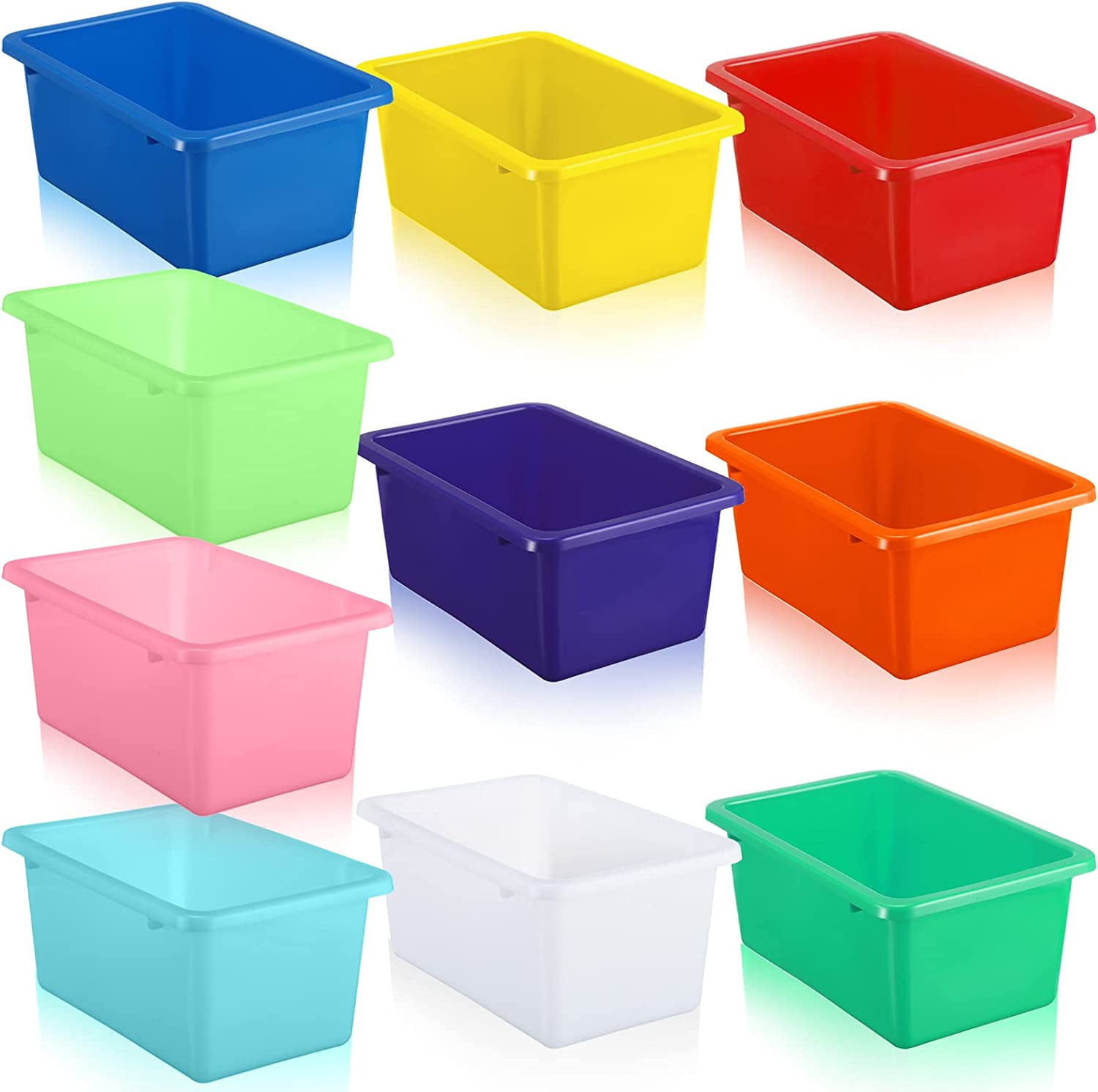 10 Pack Plastic Toy Storage Bins Colorful Small Cubby Storage Organizer ...