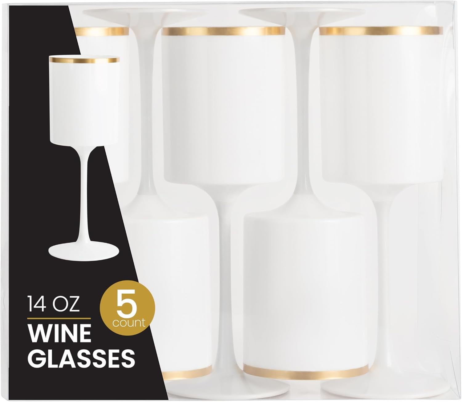 10 Pack Plastic Wine Goblets 14 oz Disposable Wine Glasses with Stem ...