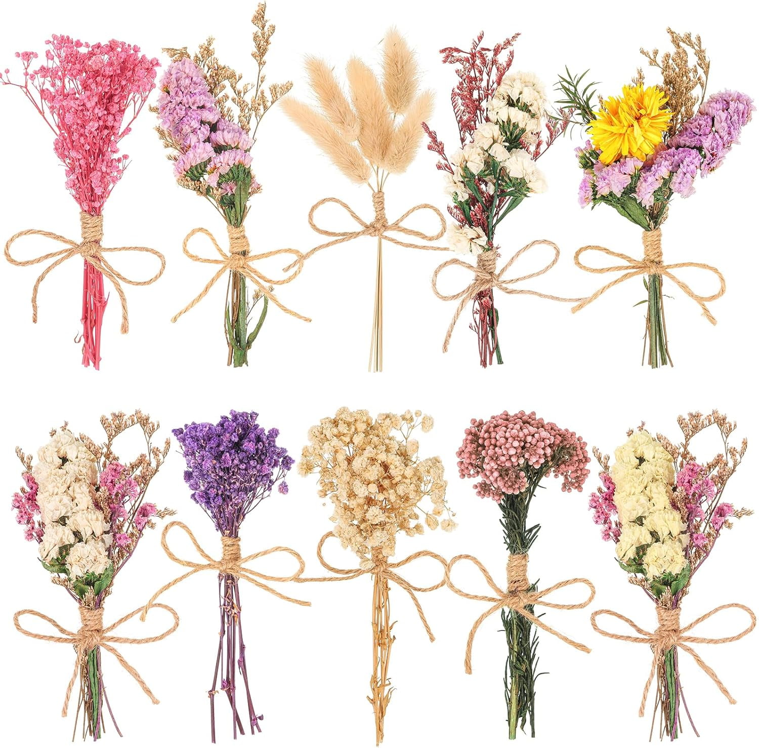 10 Pack Plus Size Dried Flower Bouquets Various Natural Dried Flower ...