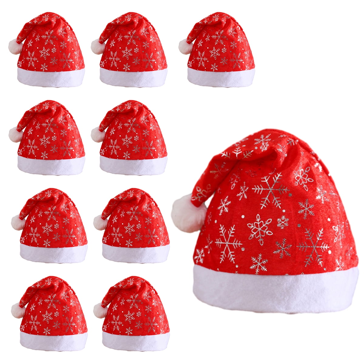 10 Pack Plush Santa Hat, Snow Christmas Hats for Women Men Classic Red ...