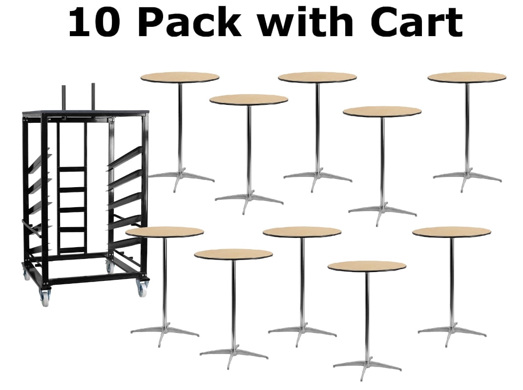 10 Pack Plywood Highboy Tables 30 Inch Round with Cart - Walmart.com