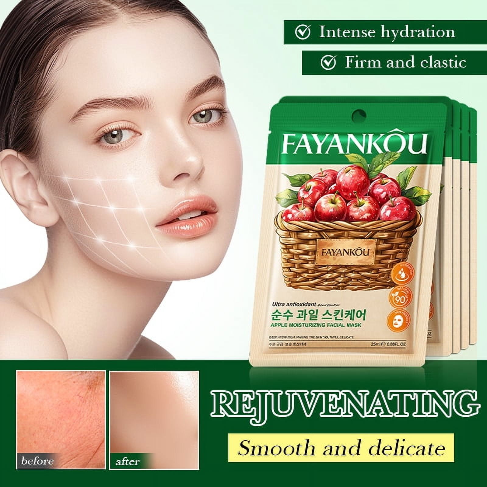 10 Pack Pomegranate Sheet Masks, Hydrating Smoothing Face Masks for ...