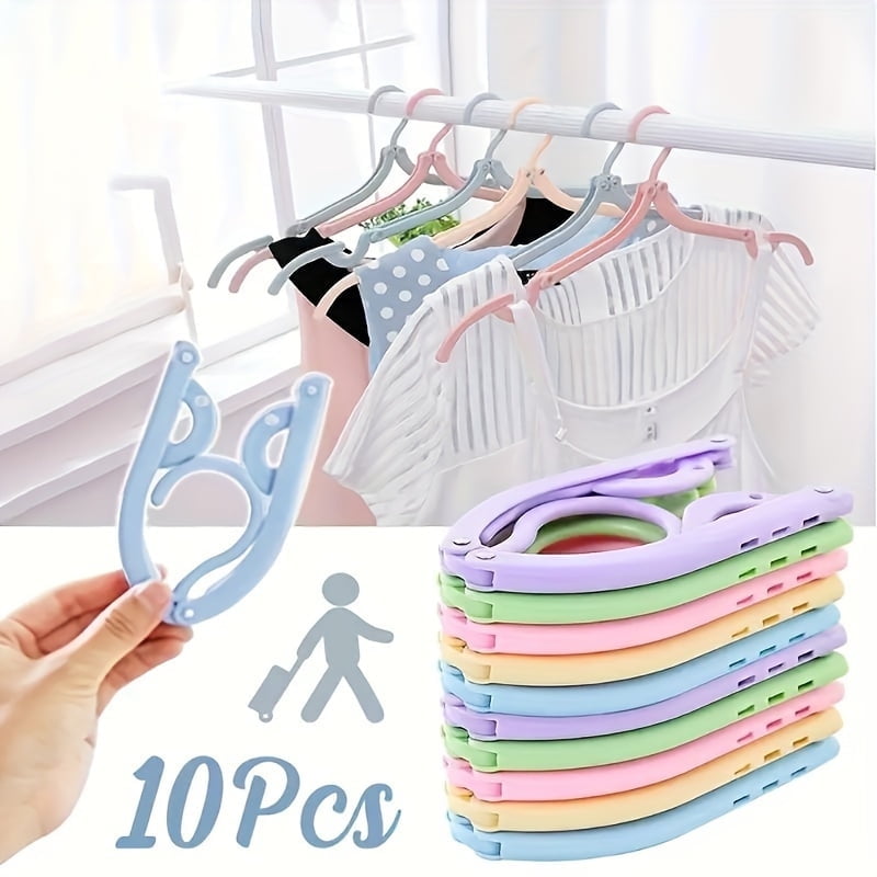 10-Pack Portable Folding Hangers – Multi-Color Clothes Hanger Set ...