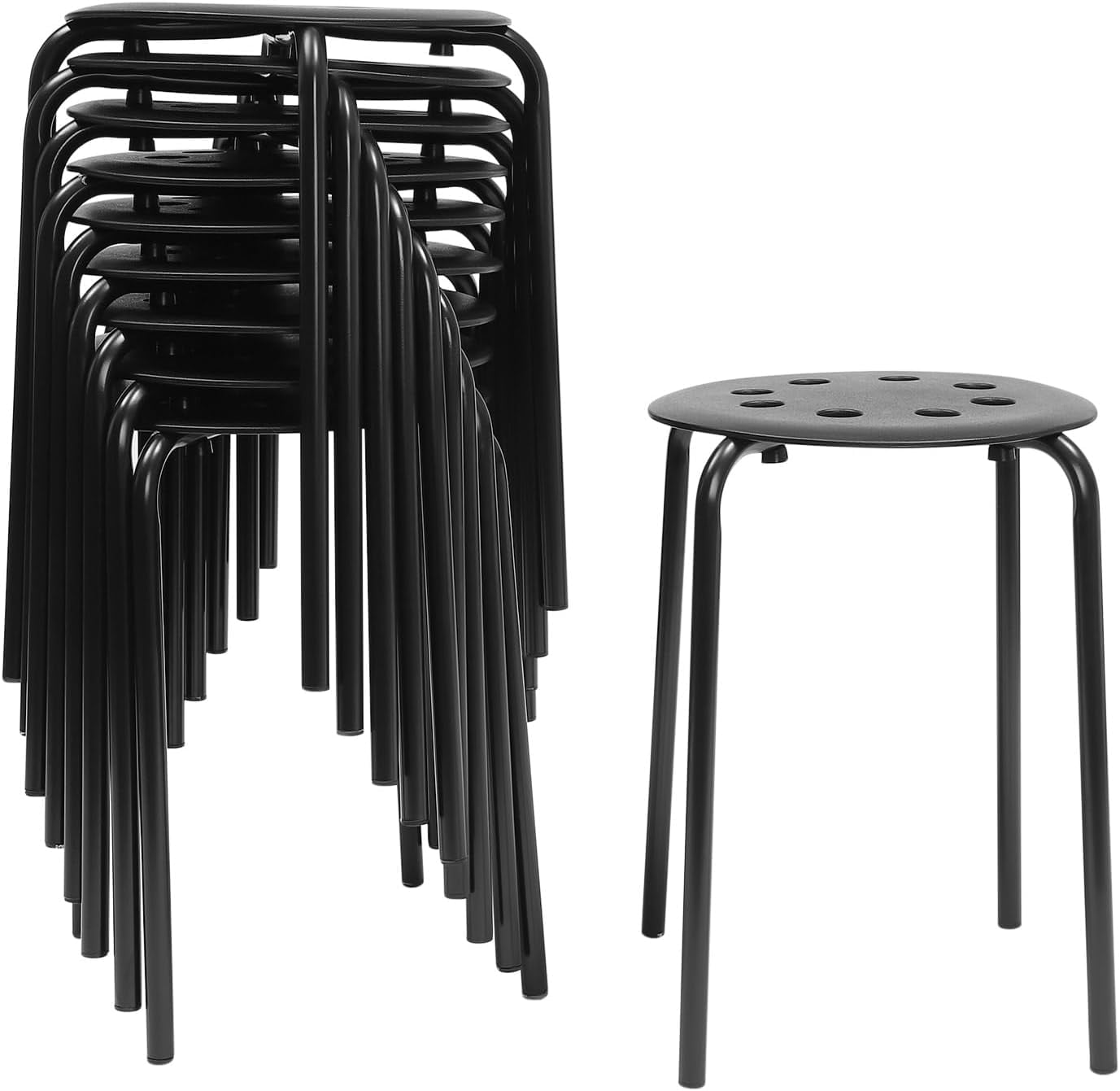 10 Pack Portable Plastic Stackable Stools, 17" Nesting Stools Stackable ...