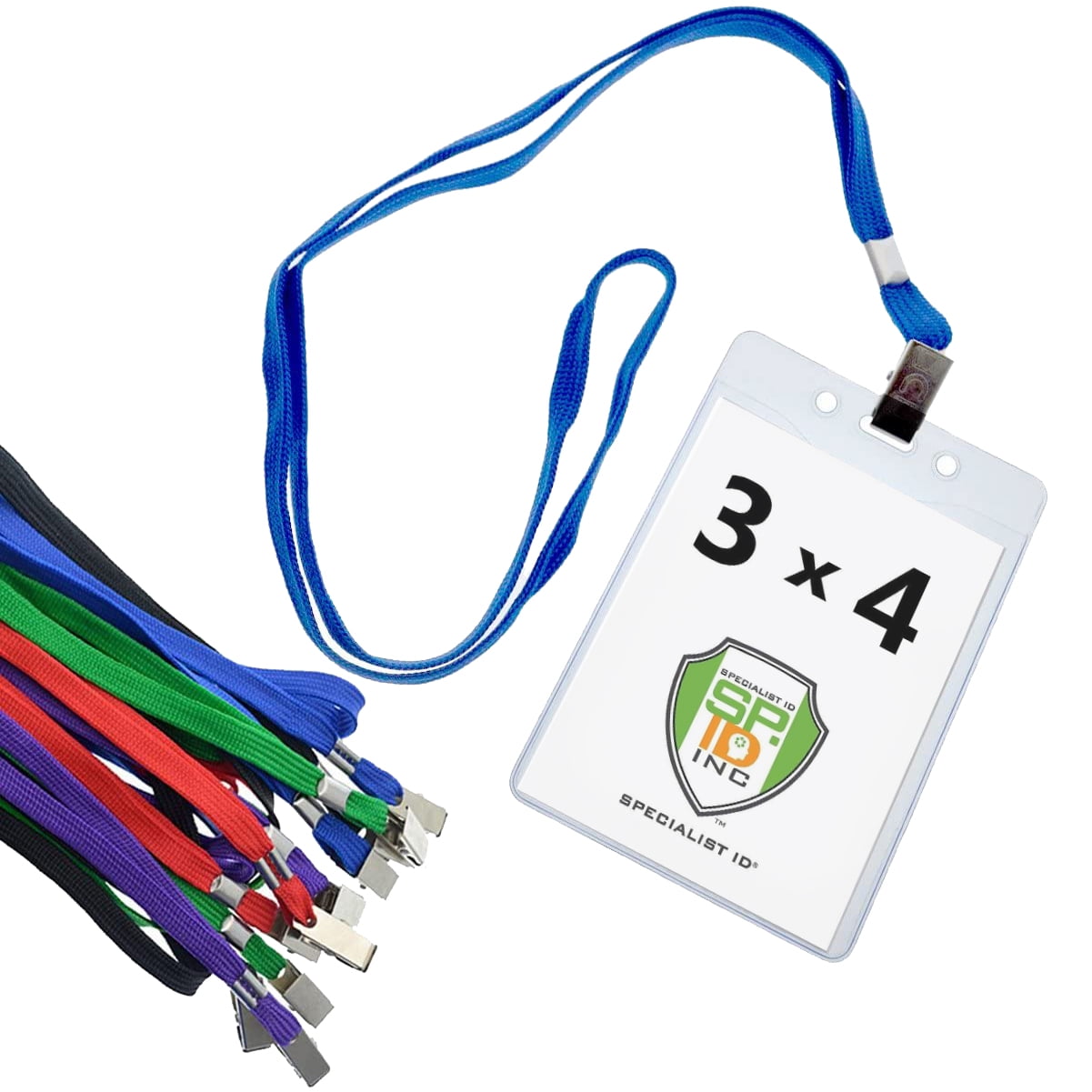 10 Pack - Premium 3x4 Name Badge Vertical with Lanyard - Clear Plastic ...