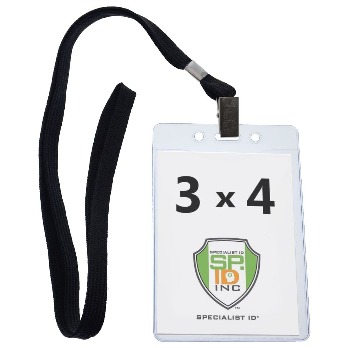 10 Pack - Premium 3x4 Name Badge Vertical with Lanyard - Clear Plastic ...