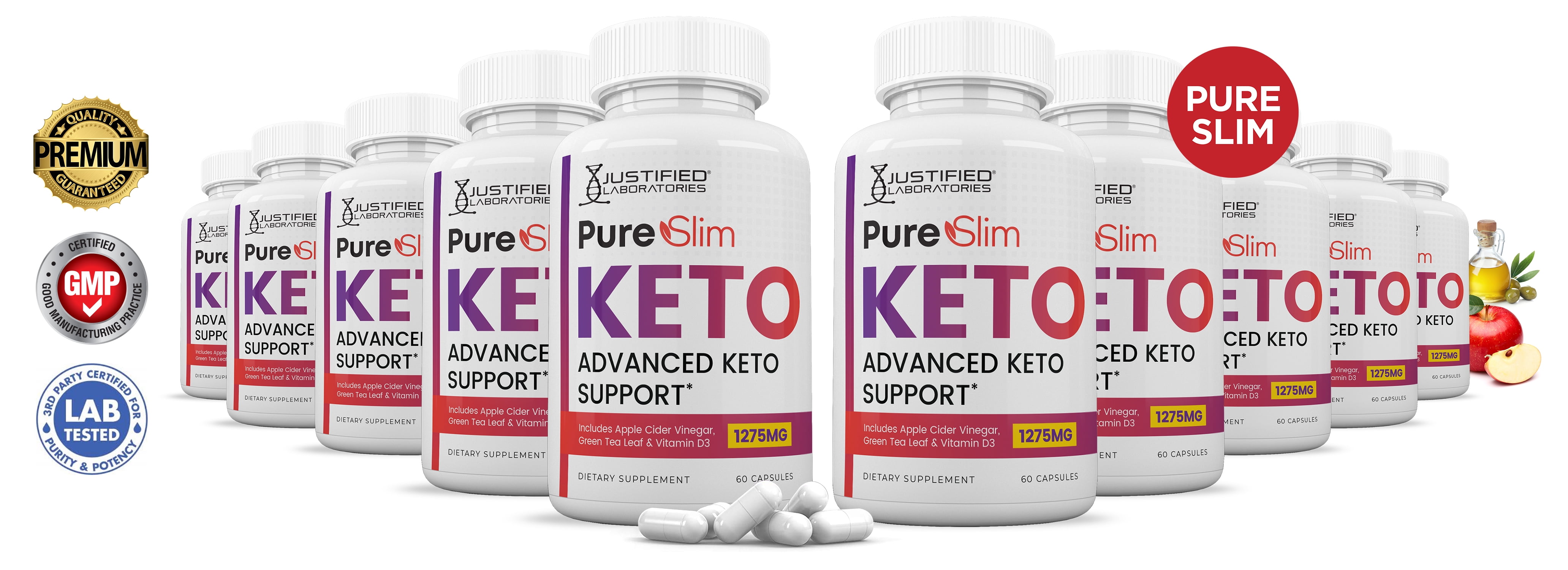 (10 Pack) Pure Slim Keto ACV Pills 1275mg Alternative to Gummies ...