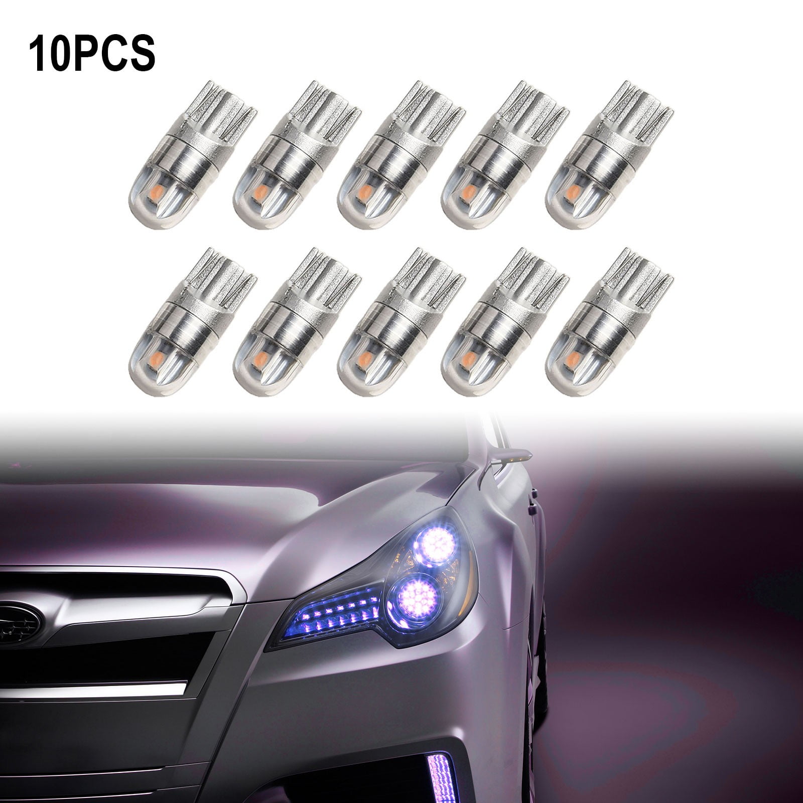 10 Pack Purple LED Bulbs for T10 194 168 3030 Car Side Lights - Walmart.com