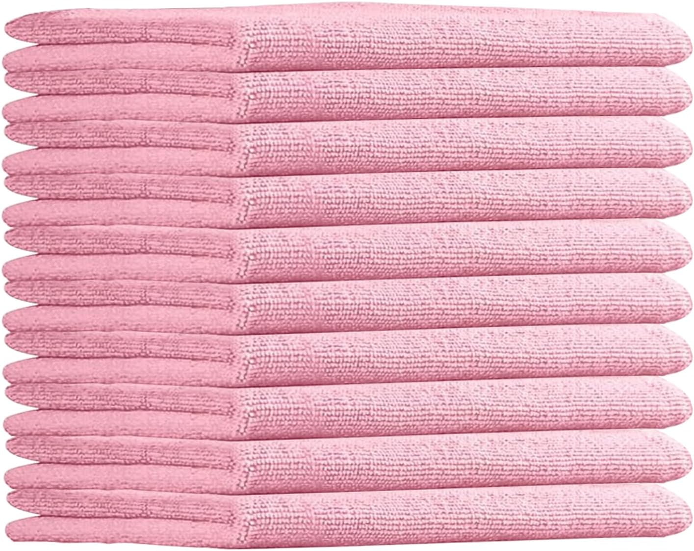 10 Pack All Purpose Microfiber Cleaning Cloth - Pink Cleaning Rags ...