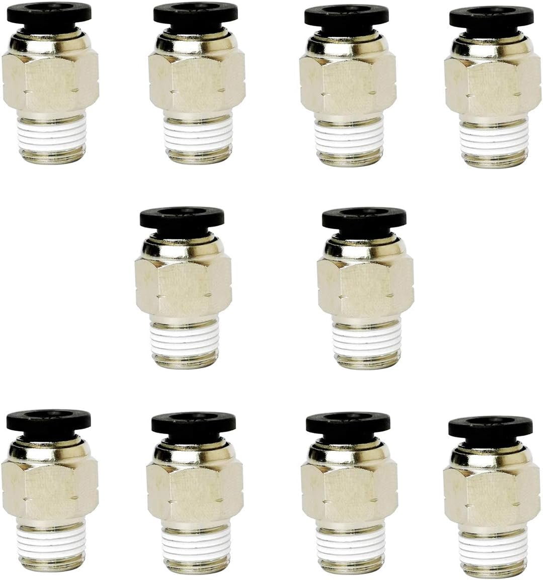 10 Pack Push to Connect Tube Fitting, Air Tool Fittings Straight Push ...