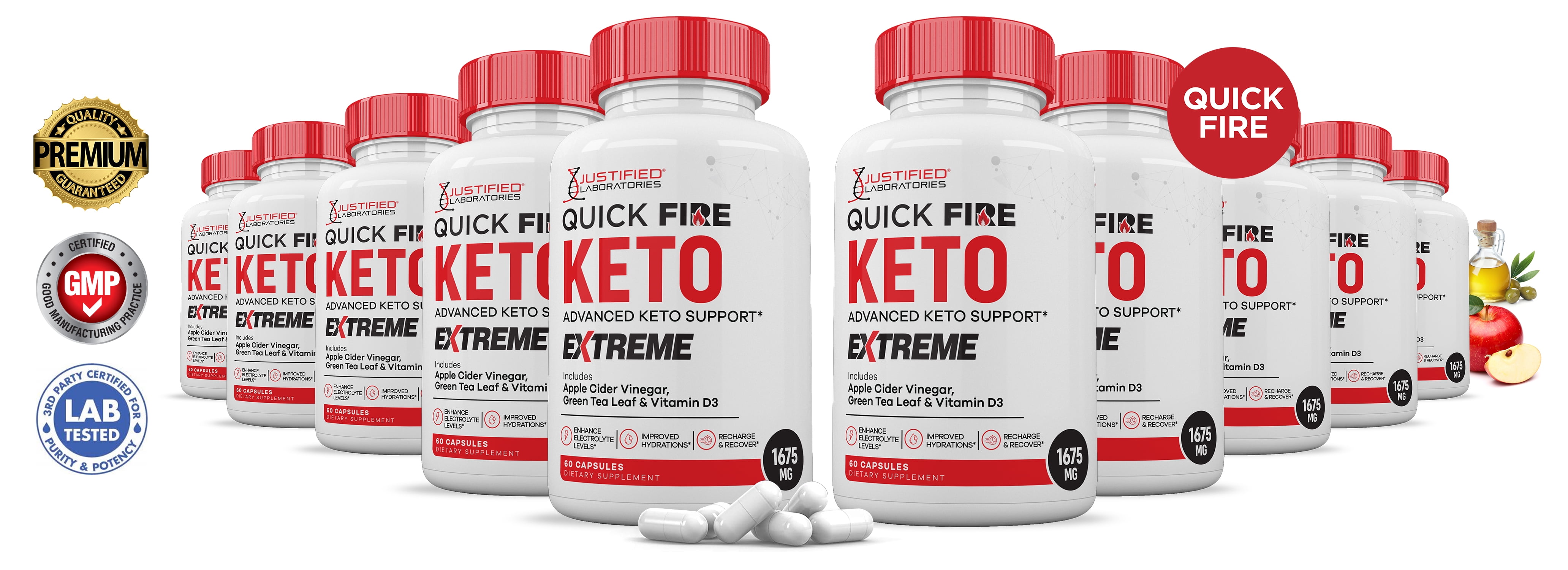 (10 Pack) Quick Fire Keto ACV Extreme Pills 1675mg Alternative to Gummies Dietary Supplement 600 ...