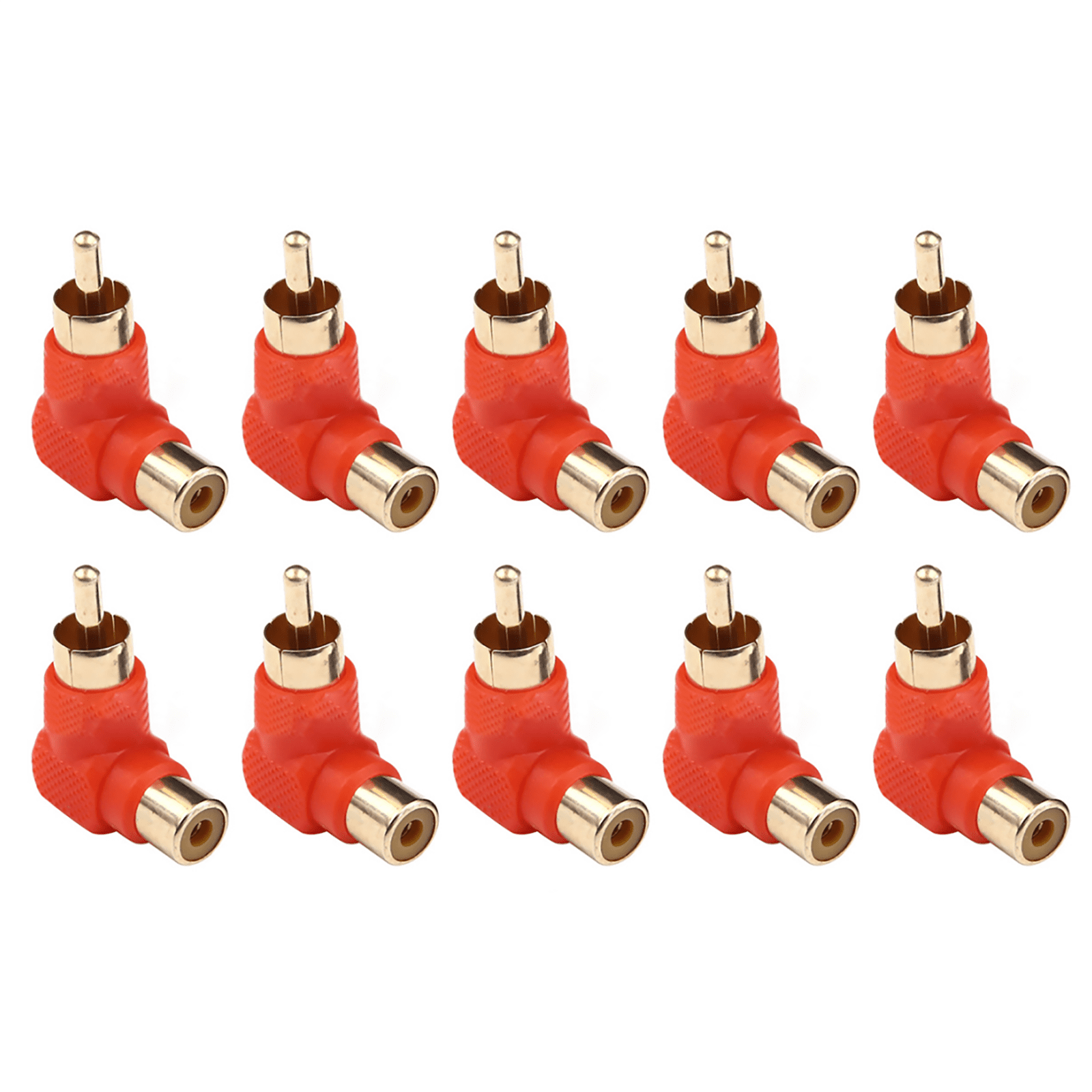 10-Pack RCA Right Angle Connector Plug Adapters Conductive, Extend ...