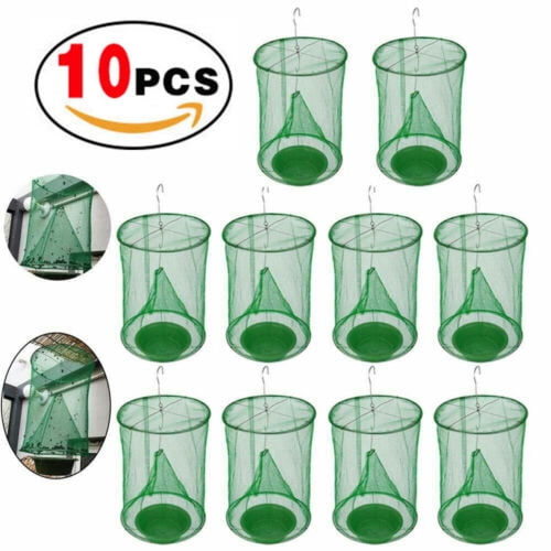 10 Pack Ranch Fly Trap Outdoor Fly Catcher Killer Bug Cage Net For ...