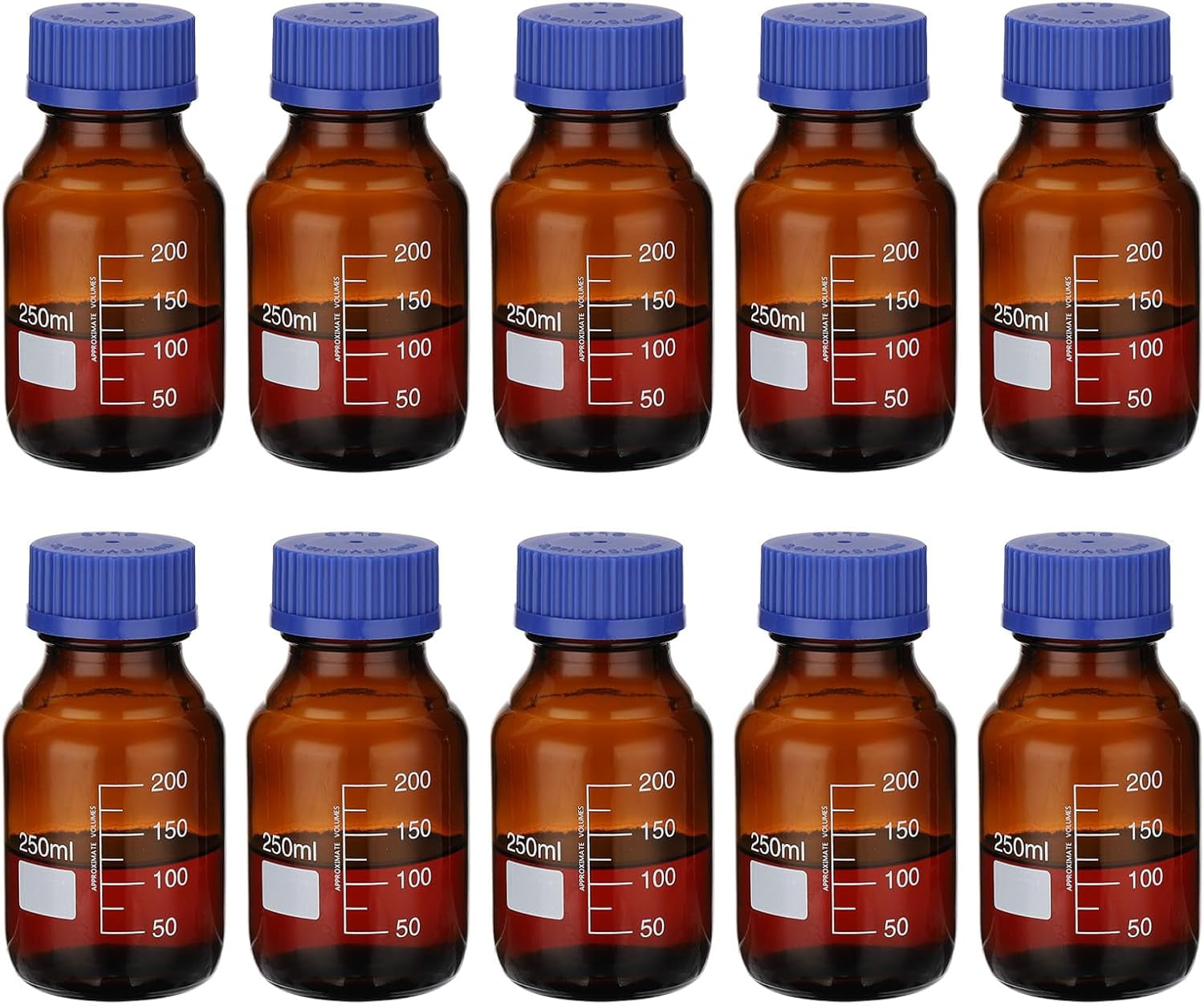 10 Pack Reagent Media Storage Bottles, 250ml Borosilicate Glass ...