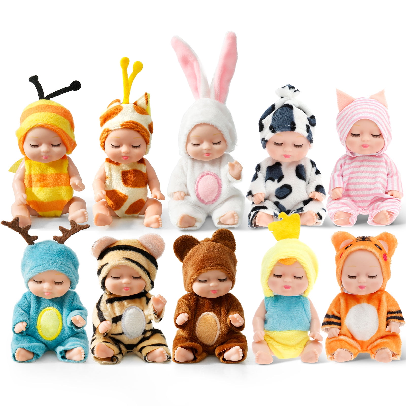 10 Pack Realistic Small Baby Dolls Kit Adjustable Exquisite Sleeping ...