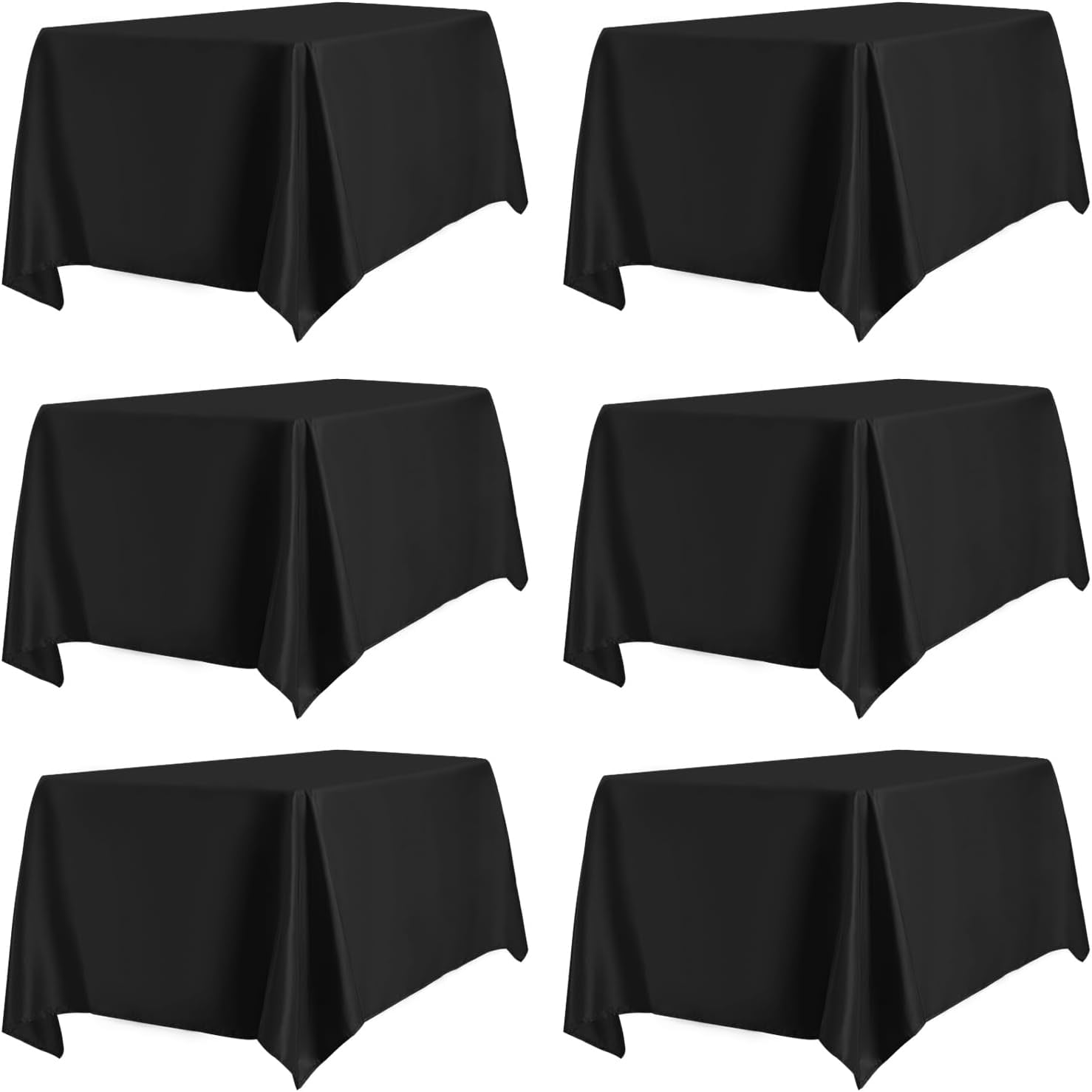 10 Pack Rectangle Black Table Cloths 90 x 132 Inch for 8Ft Tables Stain ...