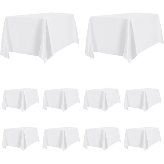 10 Pack Rectangle Black Table Cloths 90 x 132 Inch for 8Ft Tables Stain ...