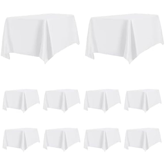 10 Pack Rectangle White Table Cloths 90 x 132 Inch for 8Ft Tables ...