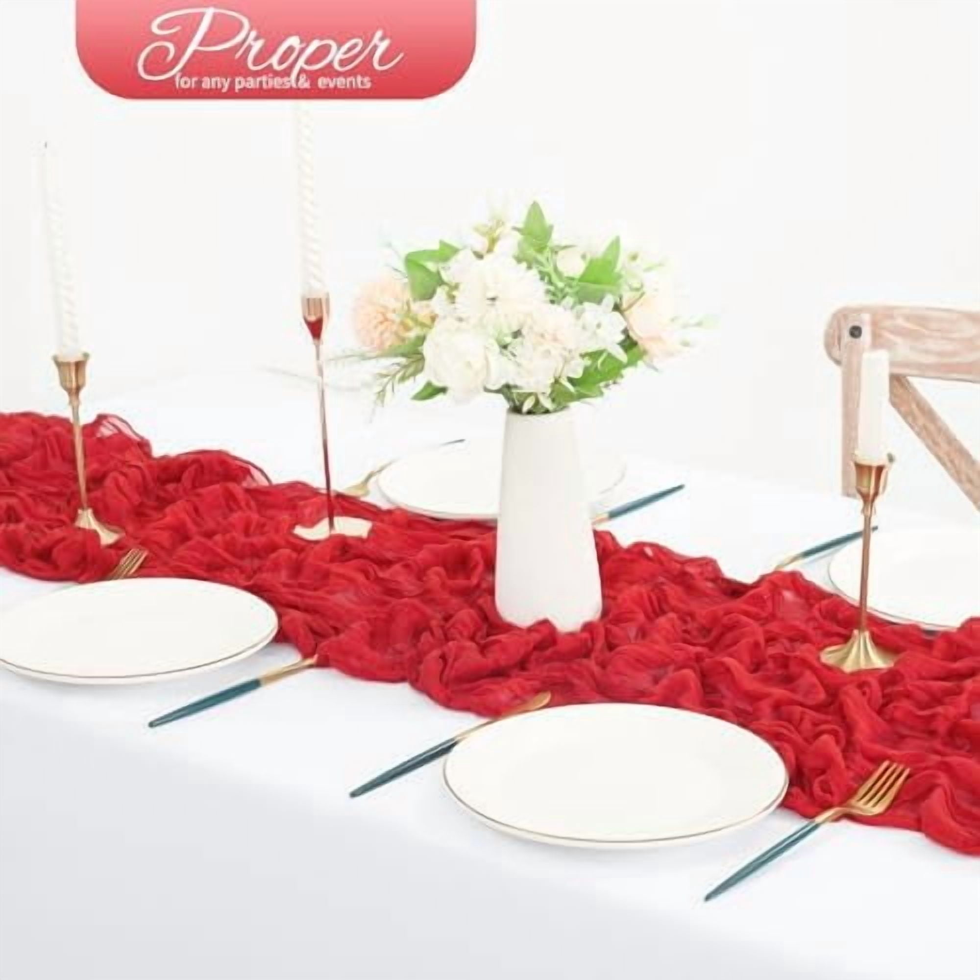 10 Pack Red Cheesecloth Table Runner 10FT Boho Romantic Gauze Table ...