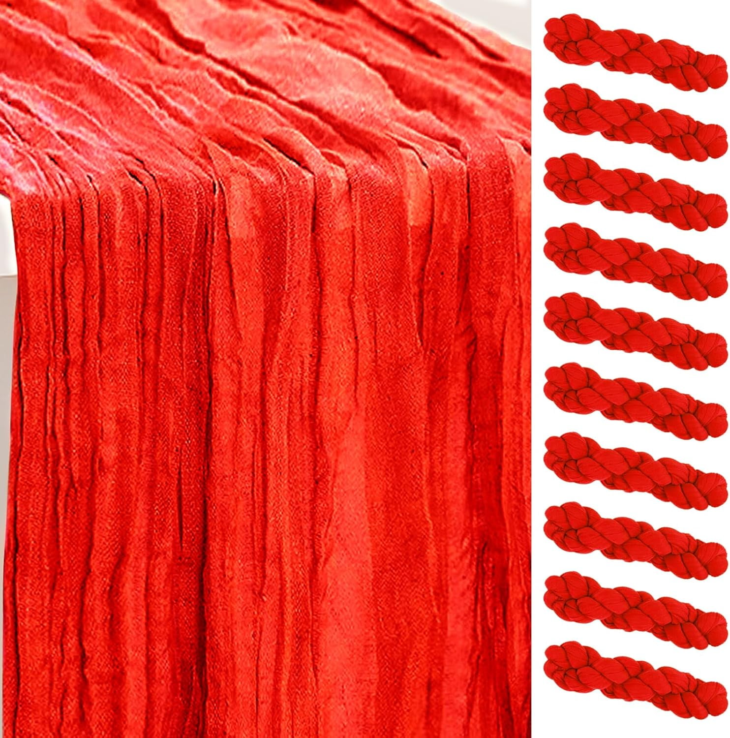 10 Pack Red Cheesecloth Table Runner 35x120 Inch 10Ft Rustic Gauze ...
