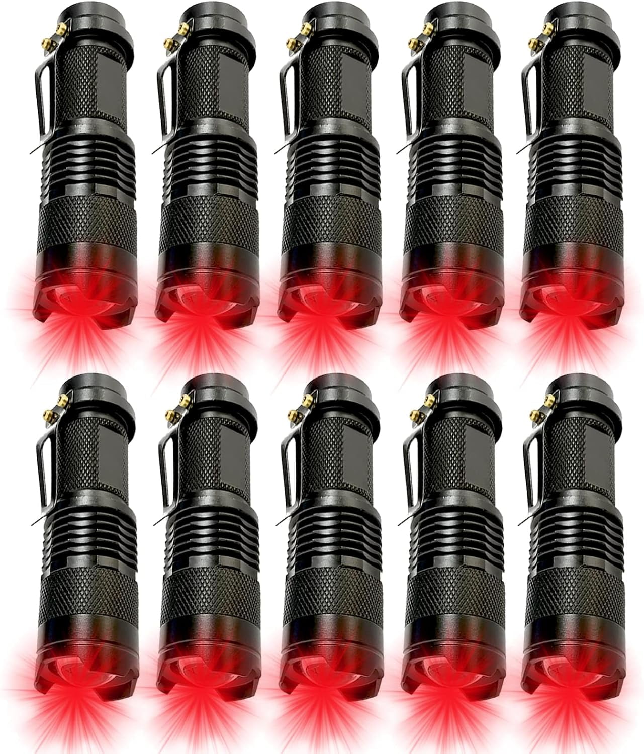 10 Pack Red Light Flashlight Single Mode Red Light Torch with Clip ...