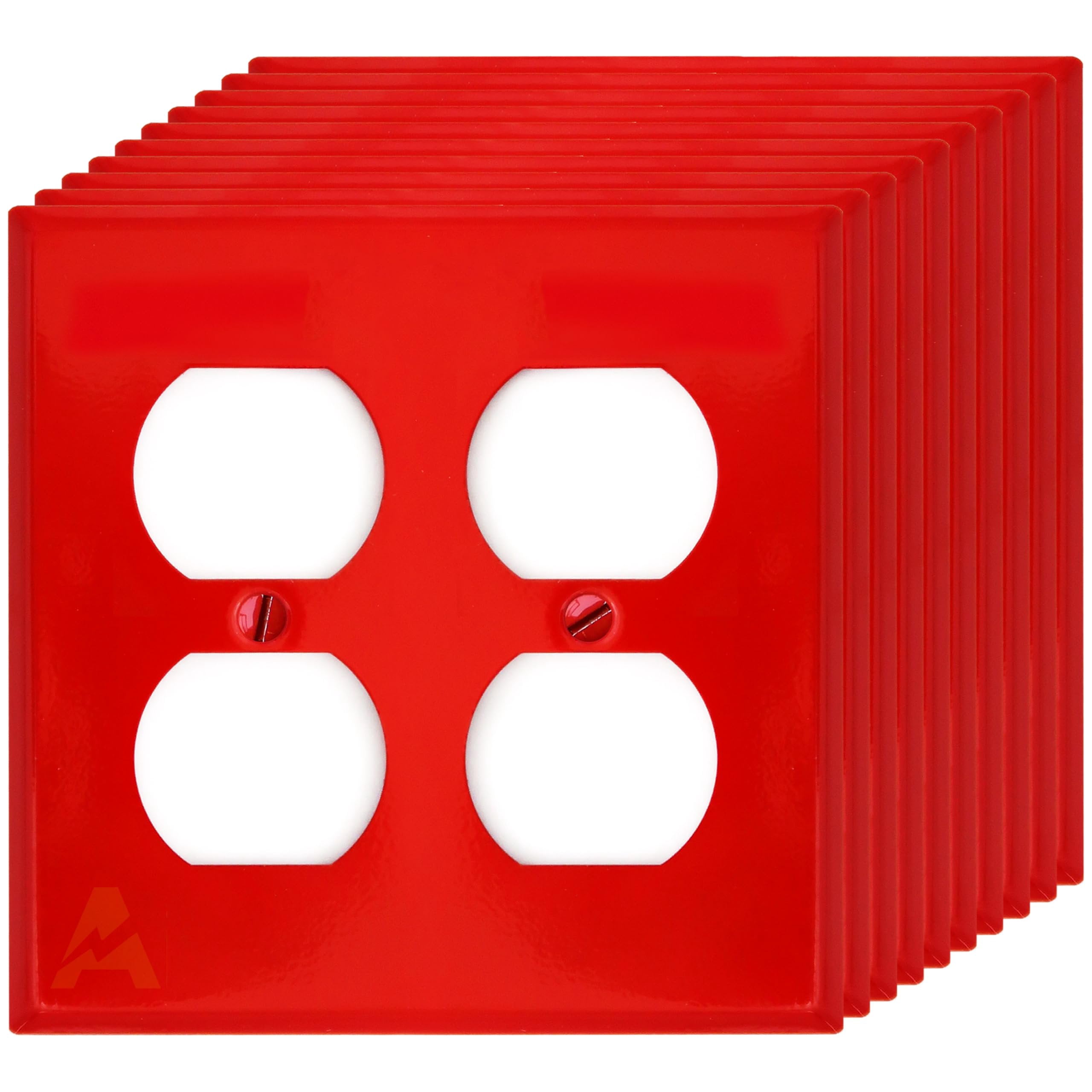 10 Pack Red Metal Duplex Receptacle Covers, Highly Visible Red Duplex ...