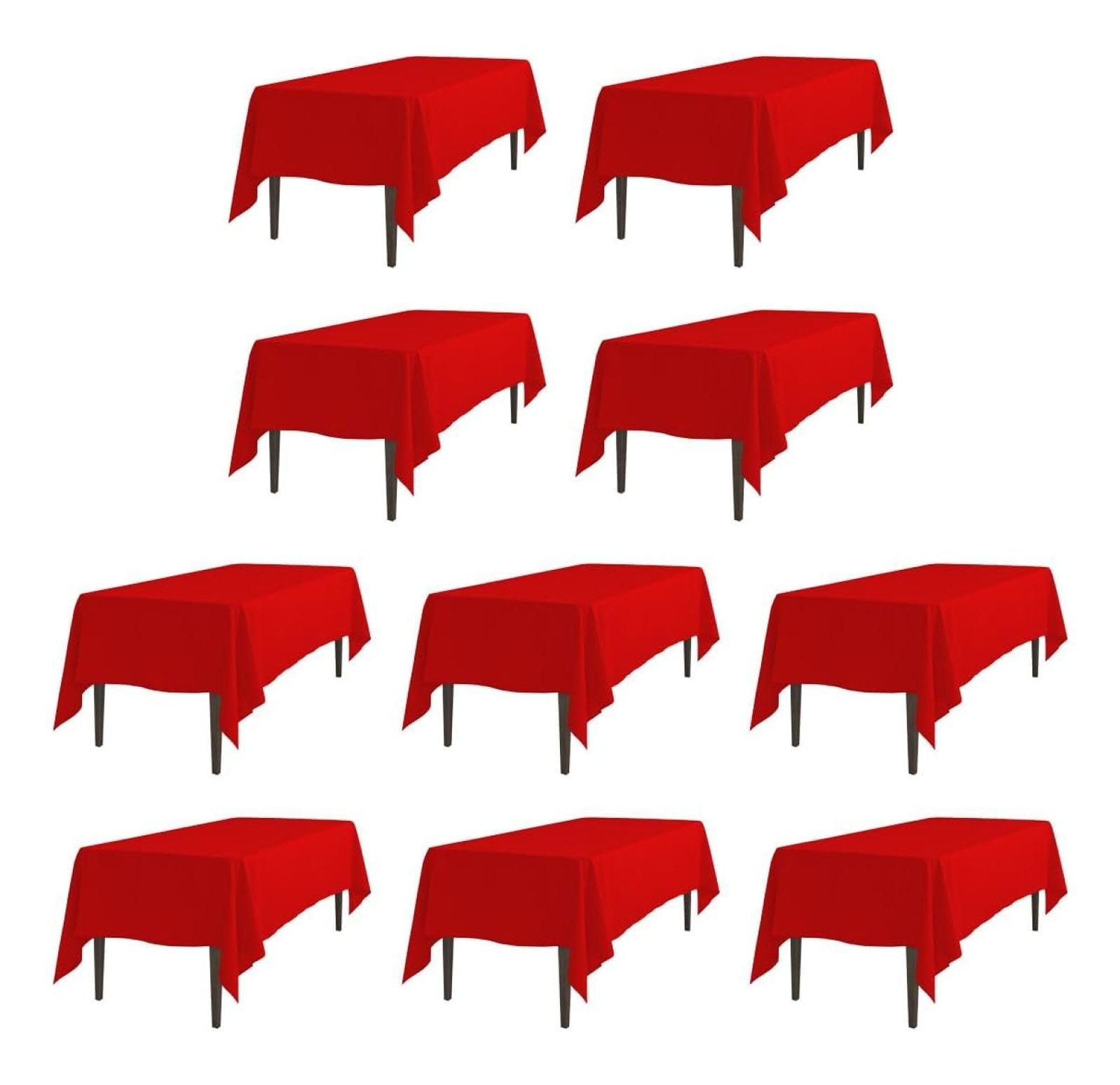 10 Pack Red Rectangular Tablecloths 60 x 126 Inch for 8 ft Rectangle ...