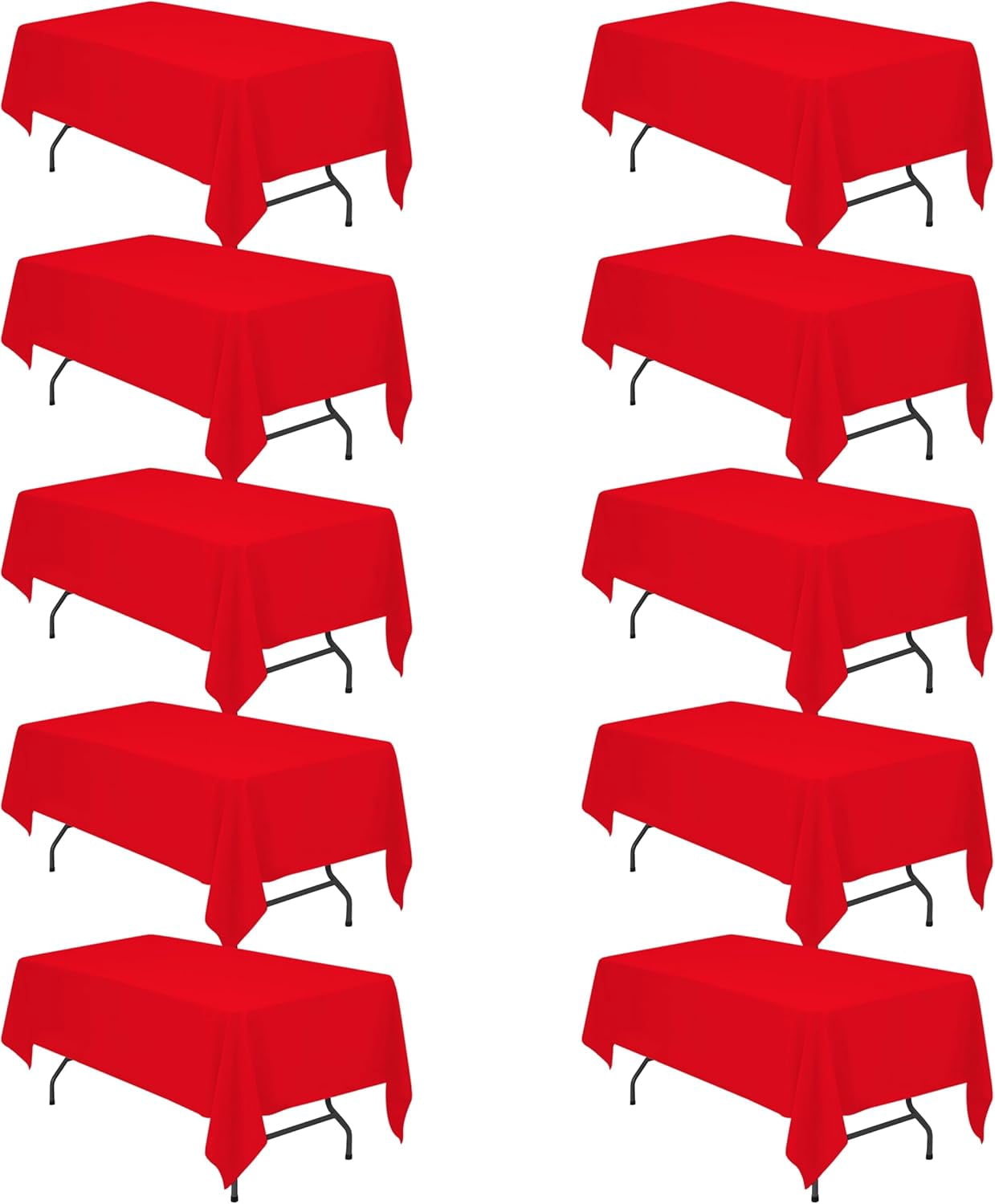 10 Pack Red Tablecloths 60 x 102 Inch for 6ft Rectangle Tables - 150 ...