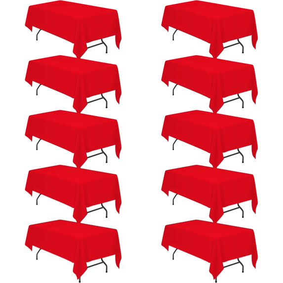 10 Pack Red Tablecloths 60 x 102 Inch for 6ft Rectangle Tables - 150 ...