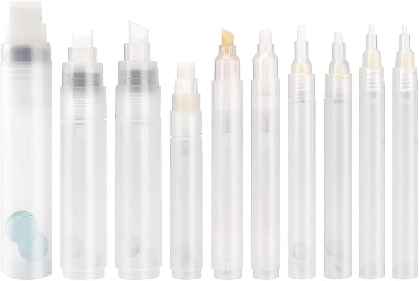 10 Pack Refillable Paint Pen Empty Marker [1mm-15mm], Clear White ...