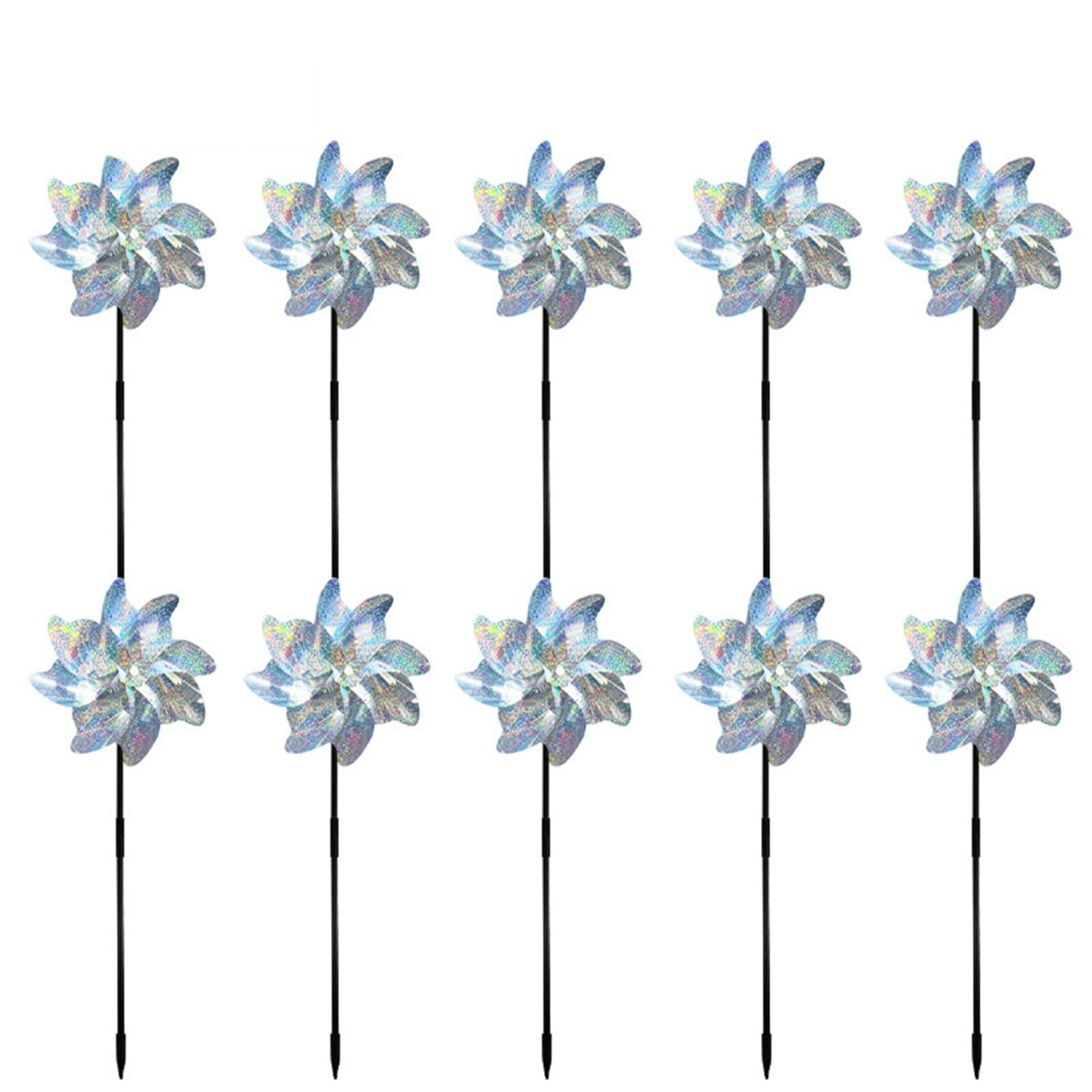 10-Pack Reflective Garden Pinwheels with UV Coated Blades, Bird ...