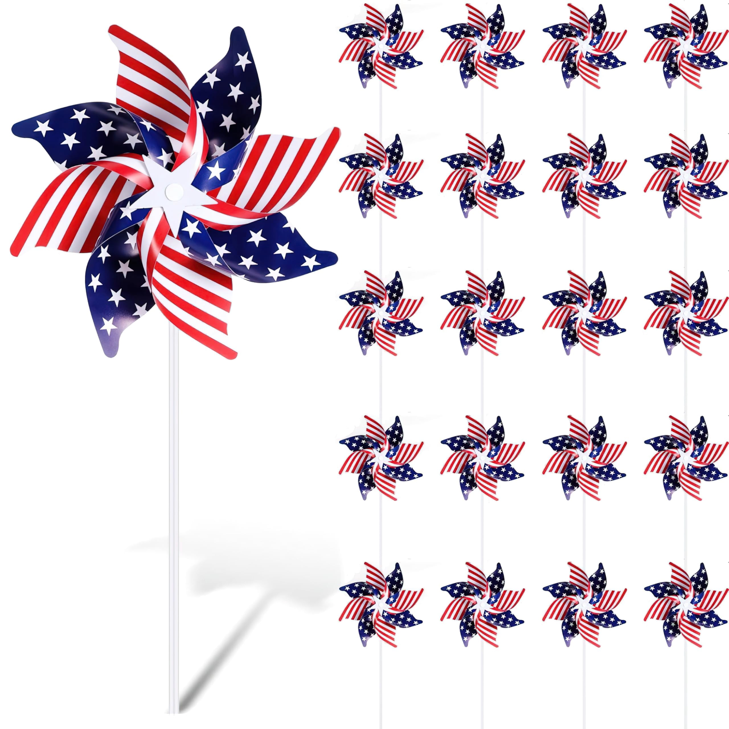10 Pack Reflective Pinwheels American Flag Patriotic Decorations，8.3 ...