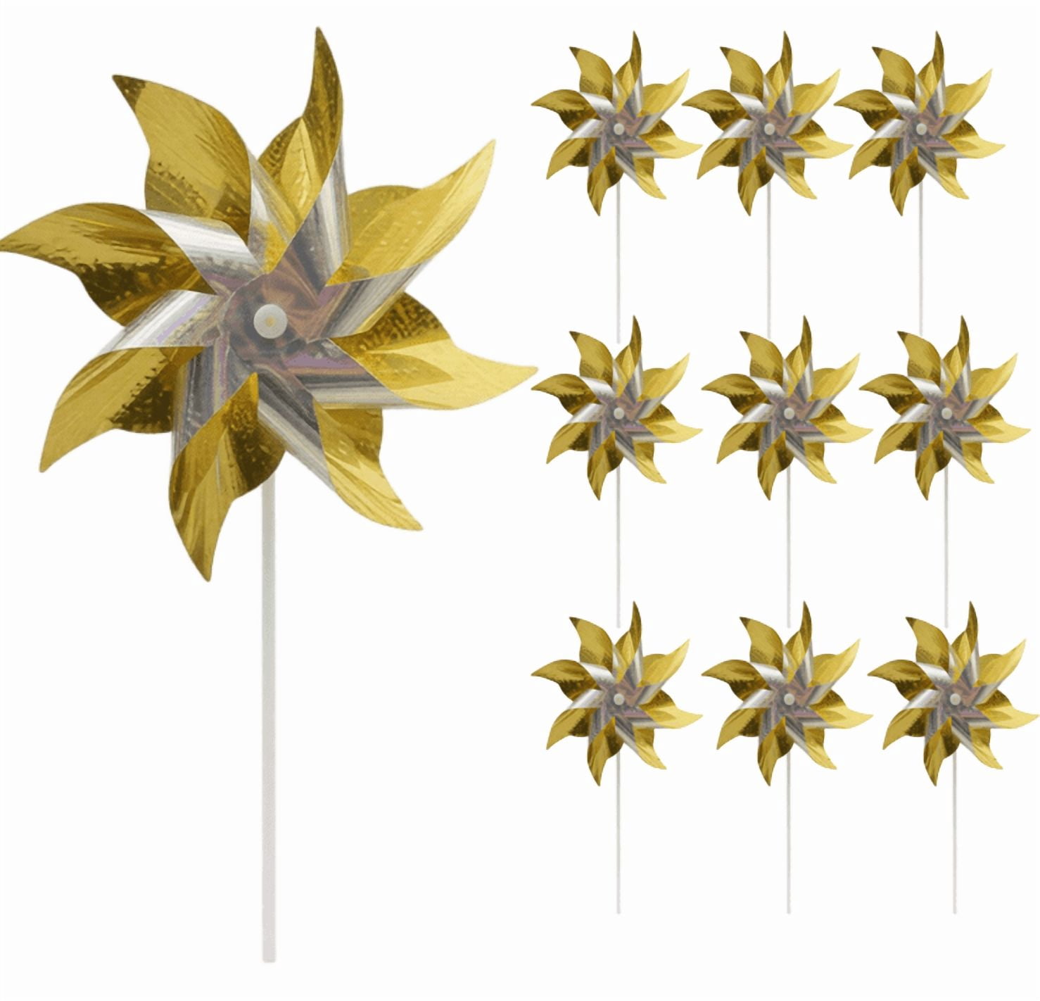 10 Pack Reflective Pinwheels with Stakes, Sparkly Garden Pinwheel ...
