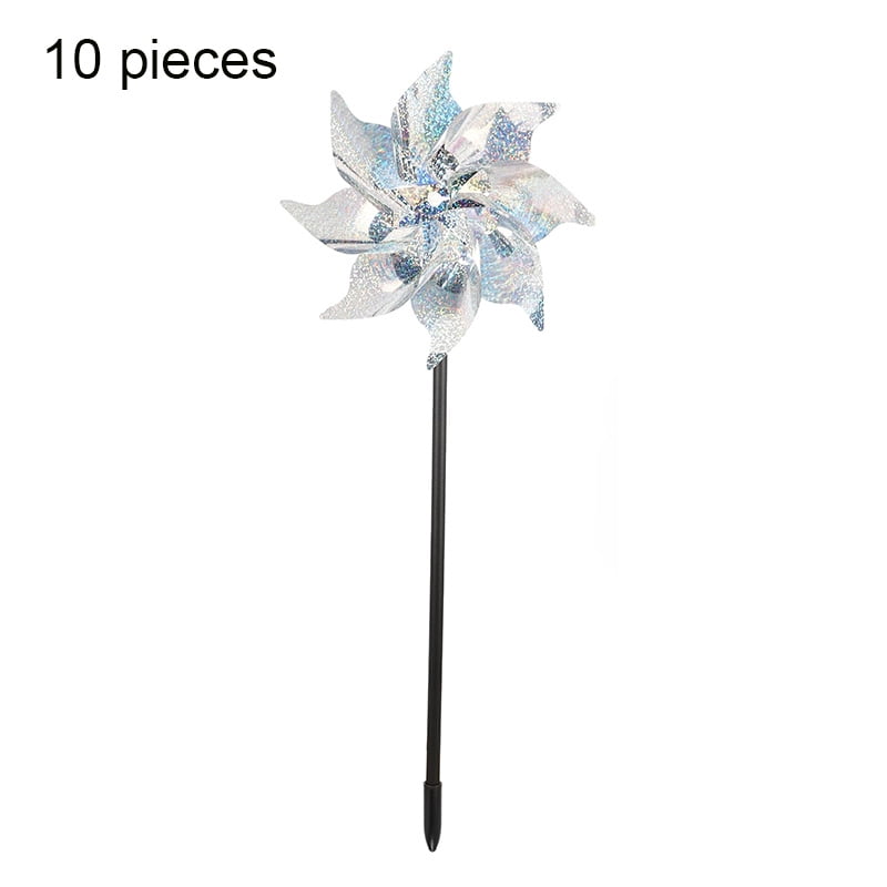 10 Pack Reflective Pinwheels with Stakes, Extra Sparkly Pinwheel for ...