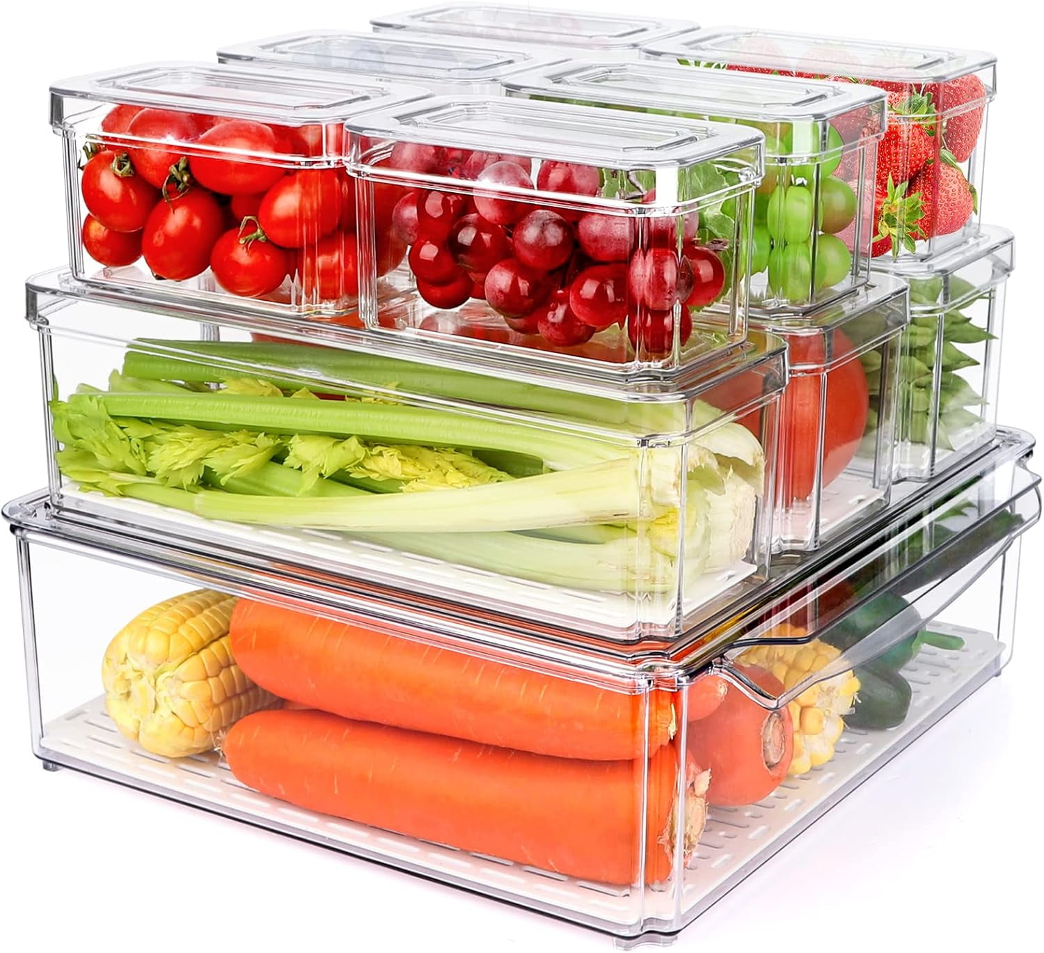 10 Pack Refrigerator Pantry Organizer Bins, Stackable Fridge Organizer ...