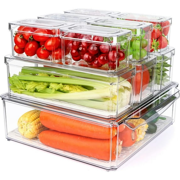 10 Pack Refrigerator Pantry Organizer Bins, Stackable Fridge Organizer ...