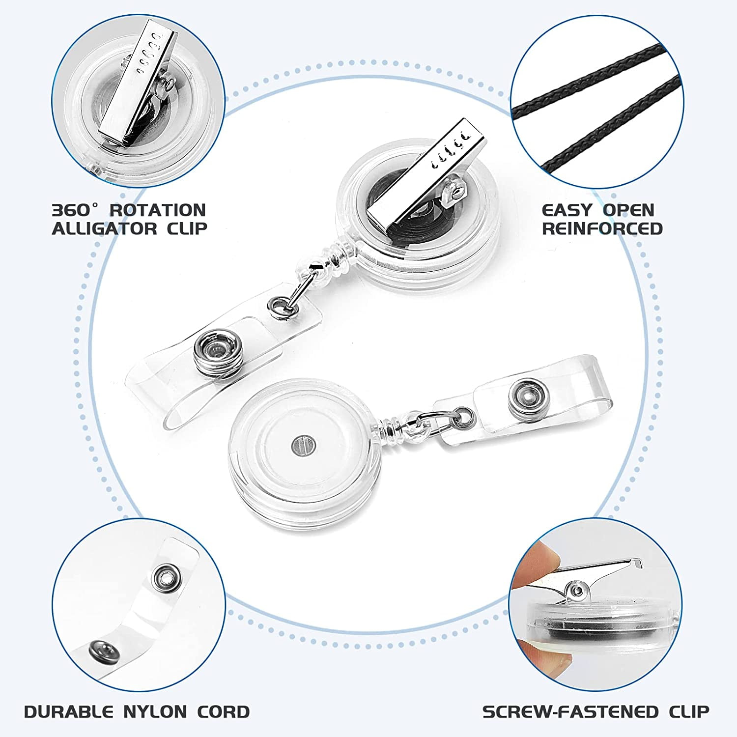 10 Pack Retractable Badge Reels with Waterproof Vertical ID Card Holder ...