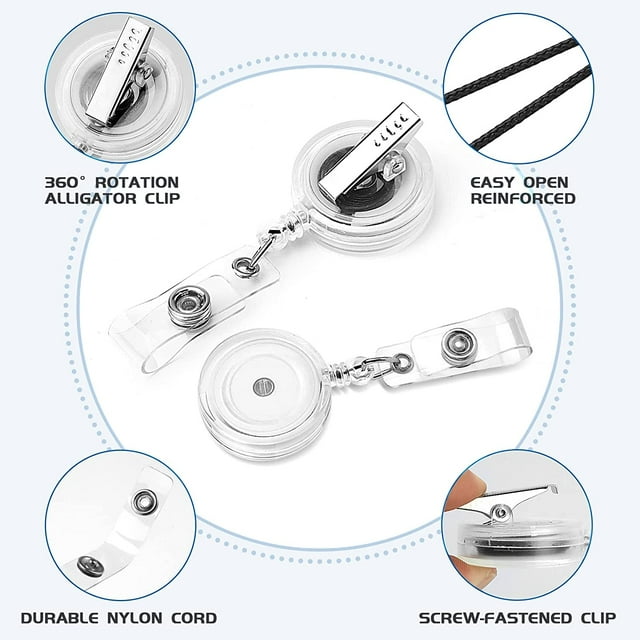 10 Pack Retractable Badge Reels with Waterproof Vertical ID Card Holder ...