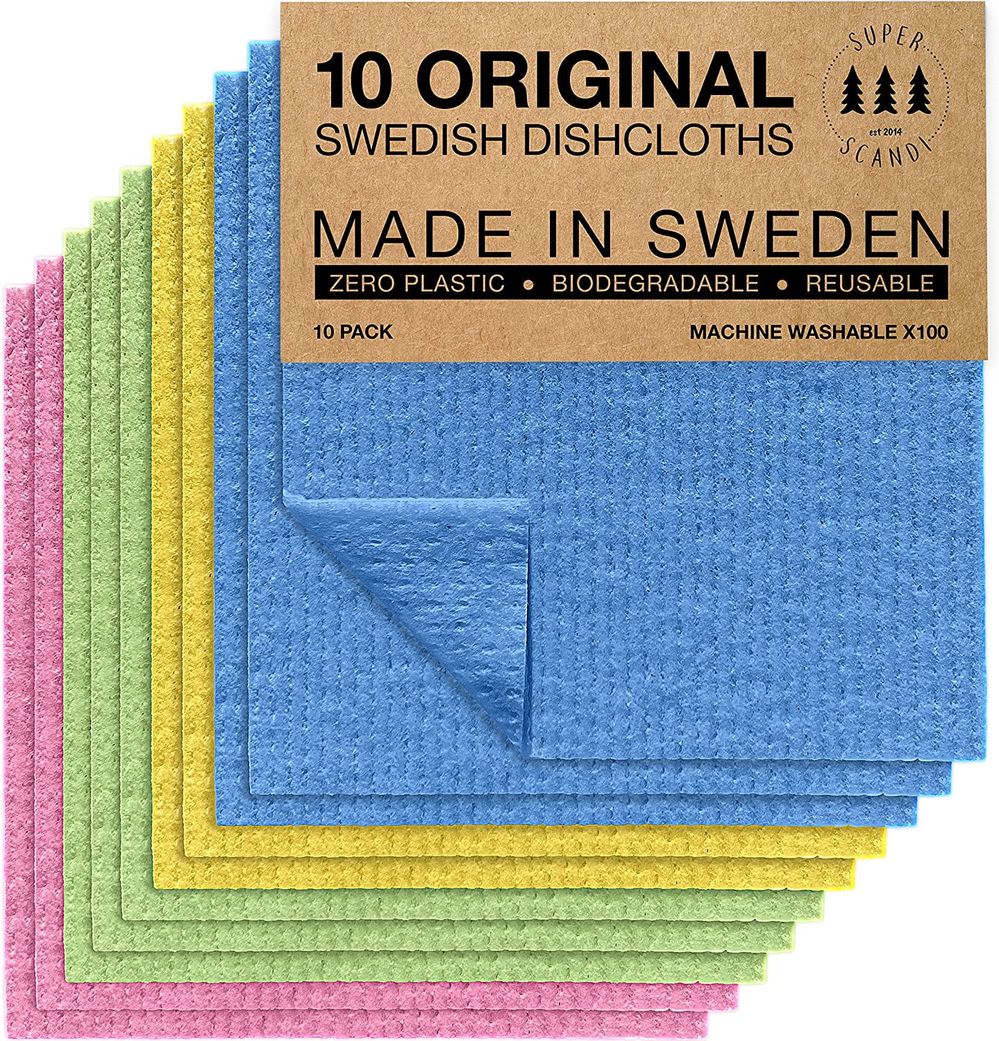 10 Pack Reusable Cleaning Cloths - 100% Biodegradable & Compostable ...