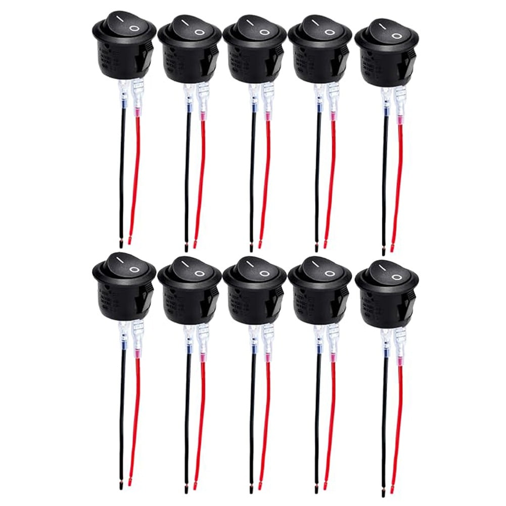 10 Pack Rocker Switch 2 Pin with Wiring 6A/220V for Motorcycles, Cars ...