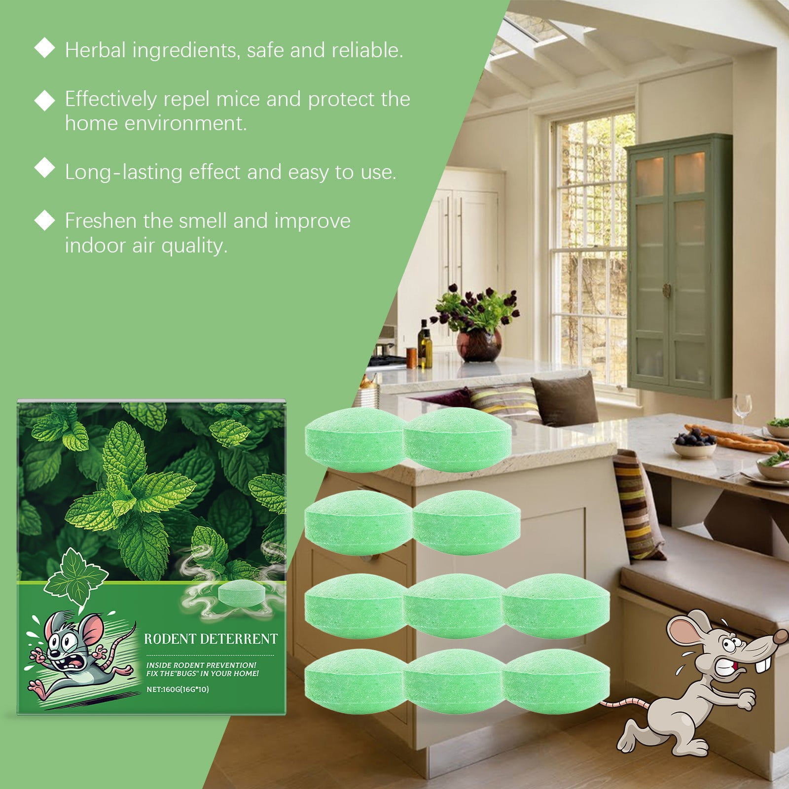 10 Pack Rodent Repellent - Mouse Repellent Balls Peppermint for House ...