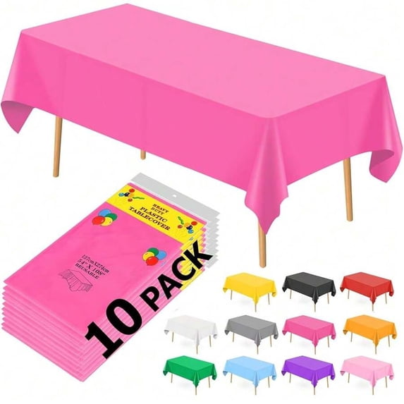 10 Pack RoseRed Plastic Tablecloths For Rectangular Tables 54 X 108 ...