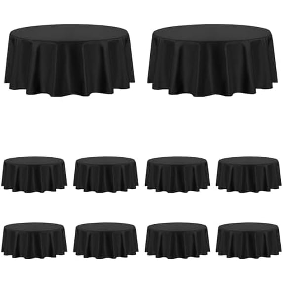 10 Pack Round Black Table Cloths 120 Inch for Round Tables, Stain and ...