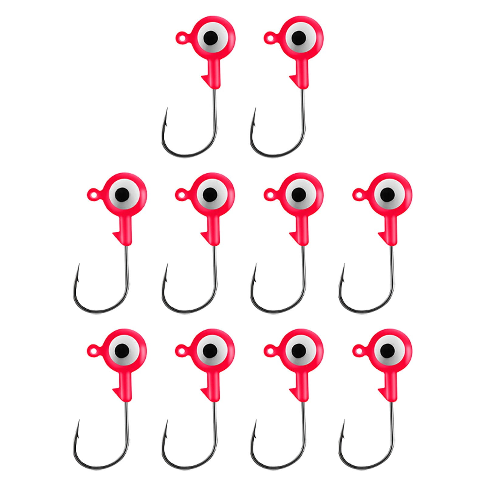10-Pack Round Fishing Jig Heads - 3D Eye High Carbon Steel Jig Hooks ...