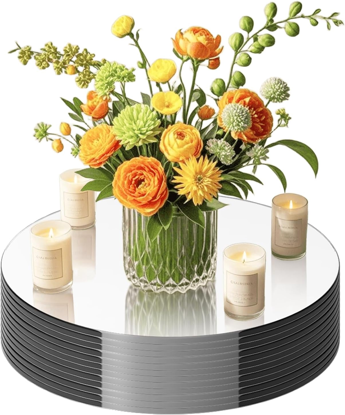 10 Pack Round Mirror Centerpieces for Tables Decorations, 8" Acrylic ...