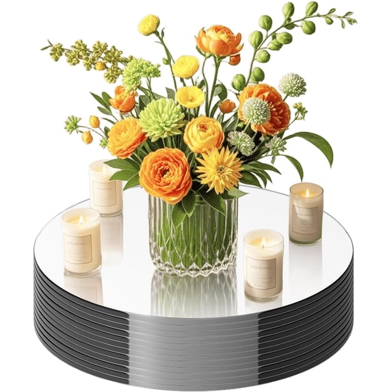 10 Pack Round Mirror Centerpieces for Tables Decorations, 8" Acrylic ...
