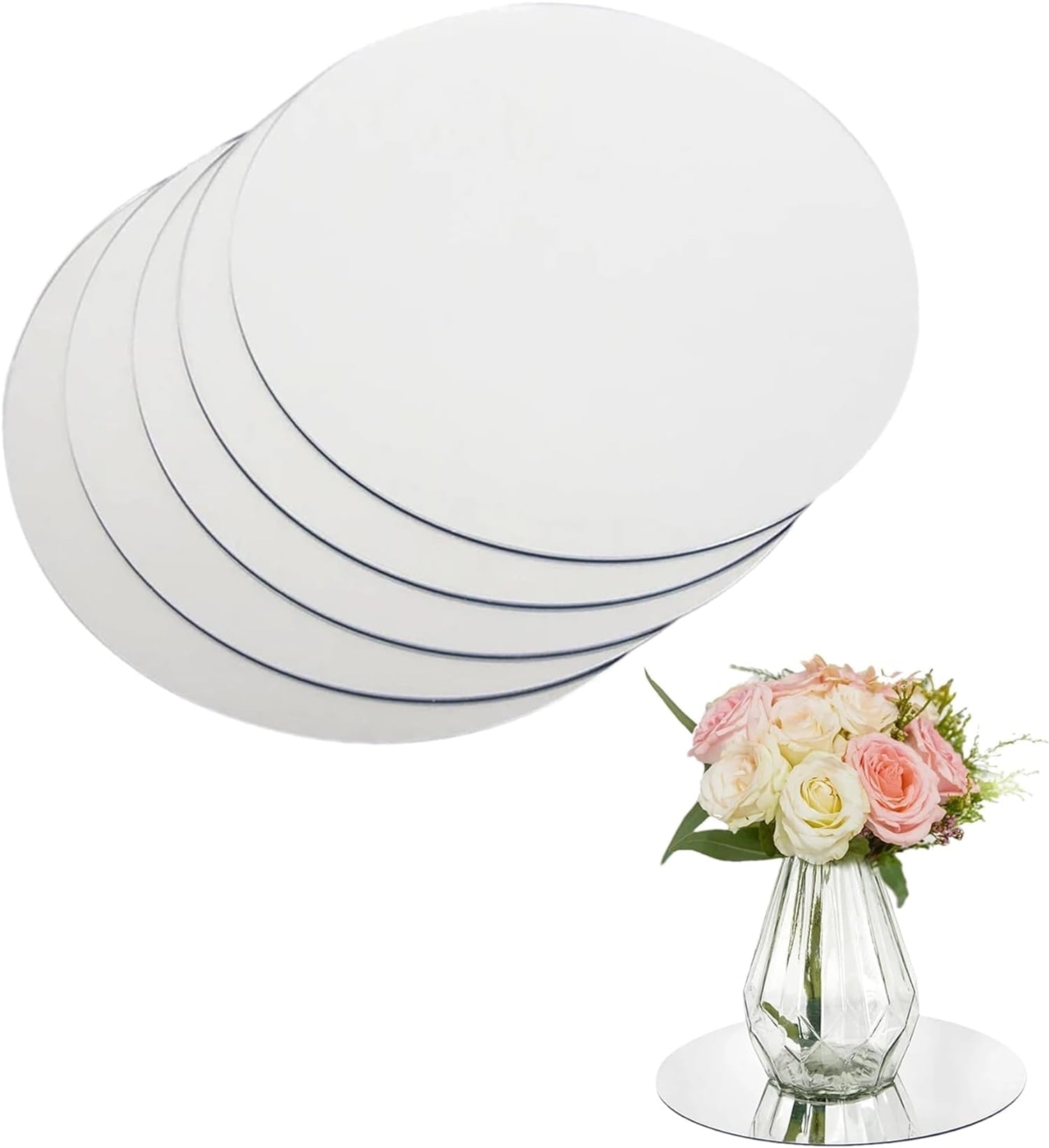 10 Pack Round Mirror Tiles, 7.87in Round Mirrors Trays, Self Adhesive ...