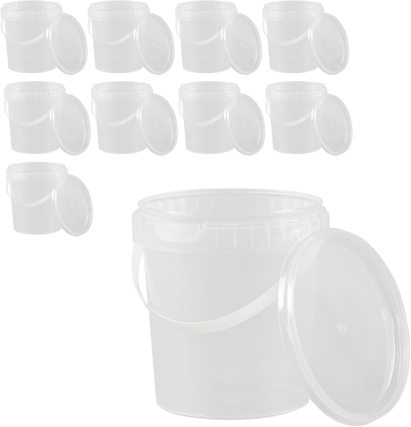 10 Pack Round Plastic Bucket Food Storage Containers, 28 oz Ice Cream ...
