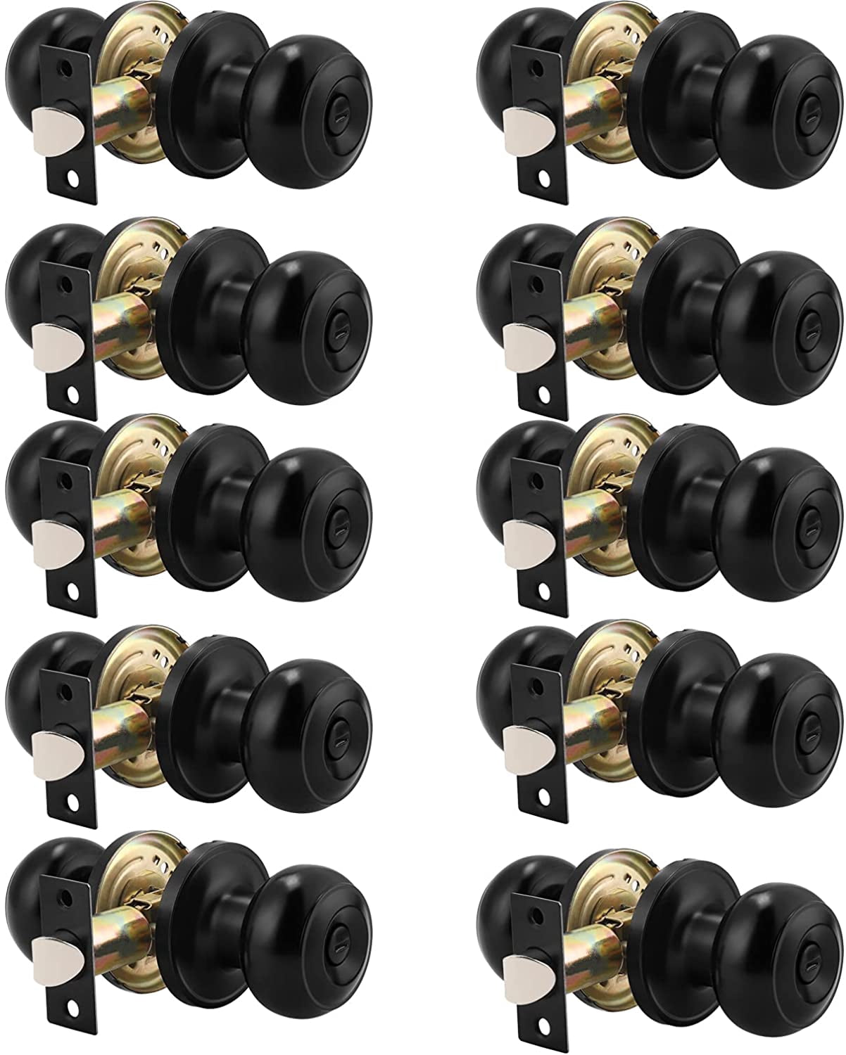 10 Pack Round Privacy Door Knob(Thumb Turn Lock on The Inside), Keyless Doorknobs Interior ...