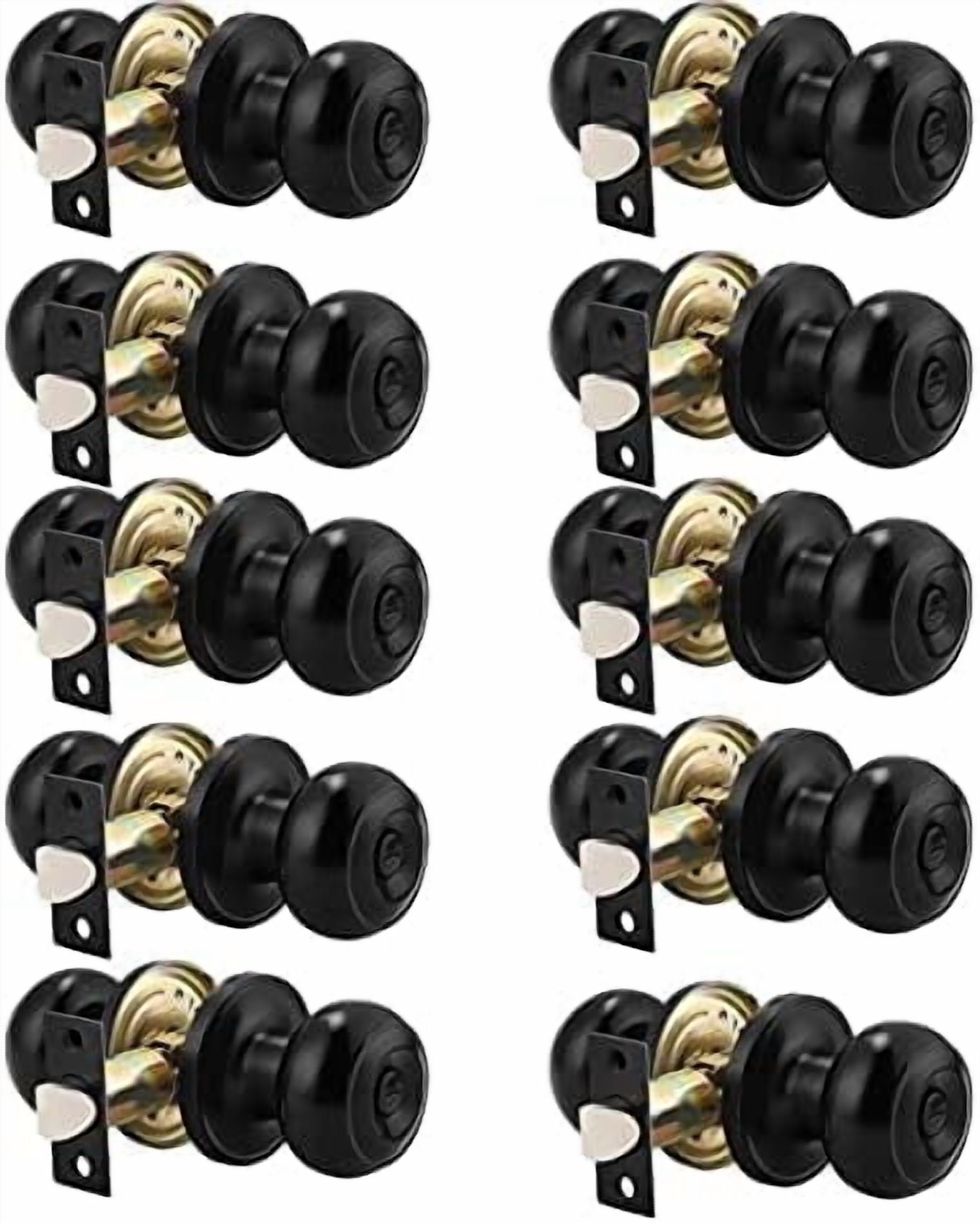 10 Pack Round Privacy Door Knob(Thumb Turn Lock on The Inside), Keyless ...